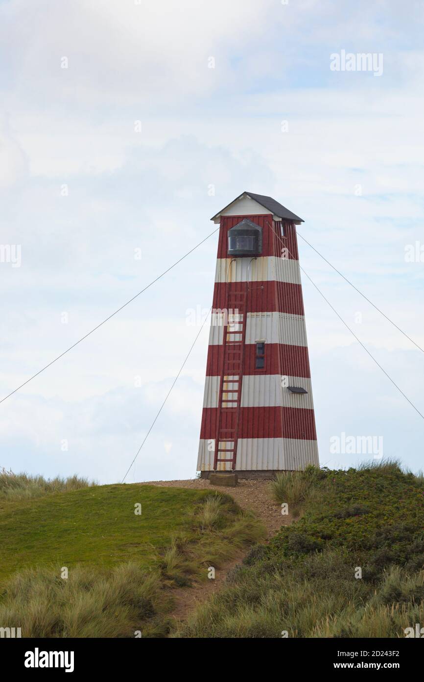 Old wooden Lighthouse at Nørre Vorupør, Denmark, in the rain Stock ...