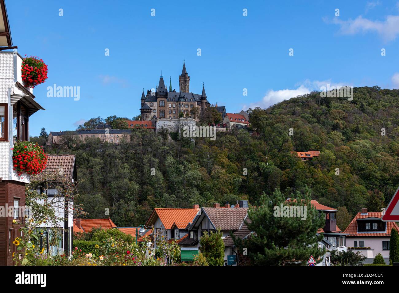 Wernigerode castle is a prominent landmark of medieval German town in ...