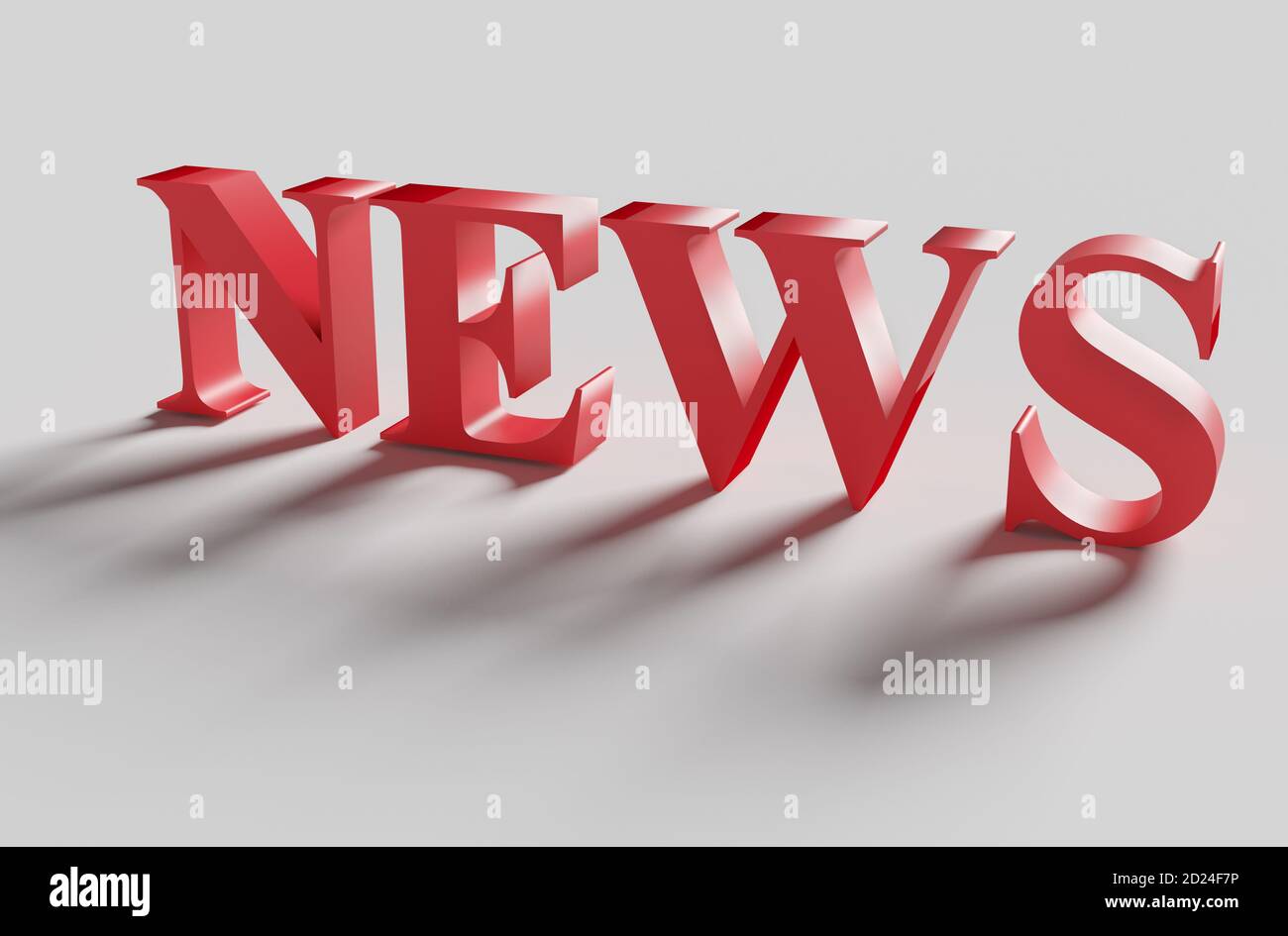 Illustration of red word NEWS with shadow. 3d rendering Stock Photo - Alamy