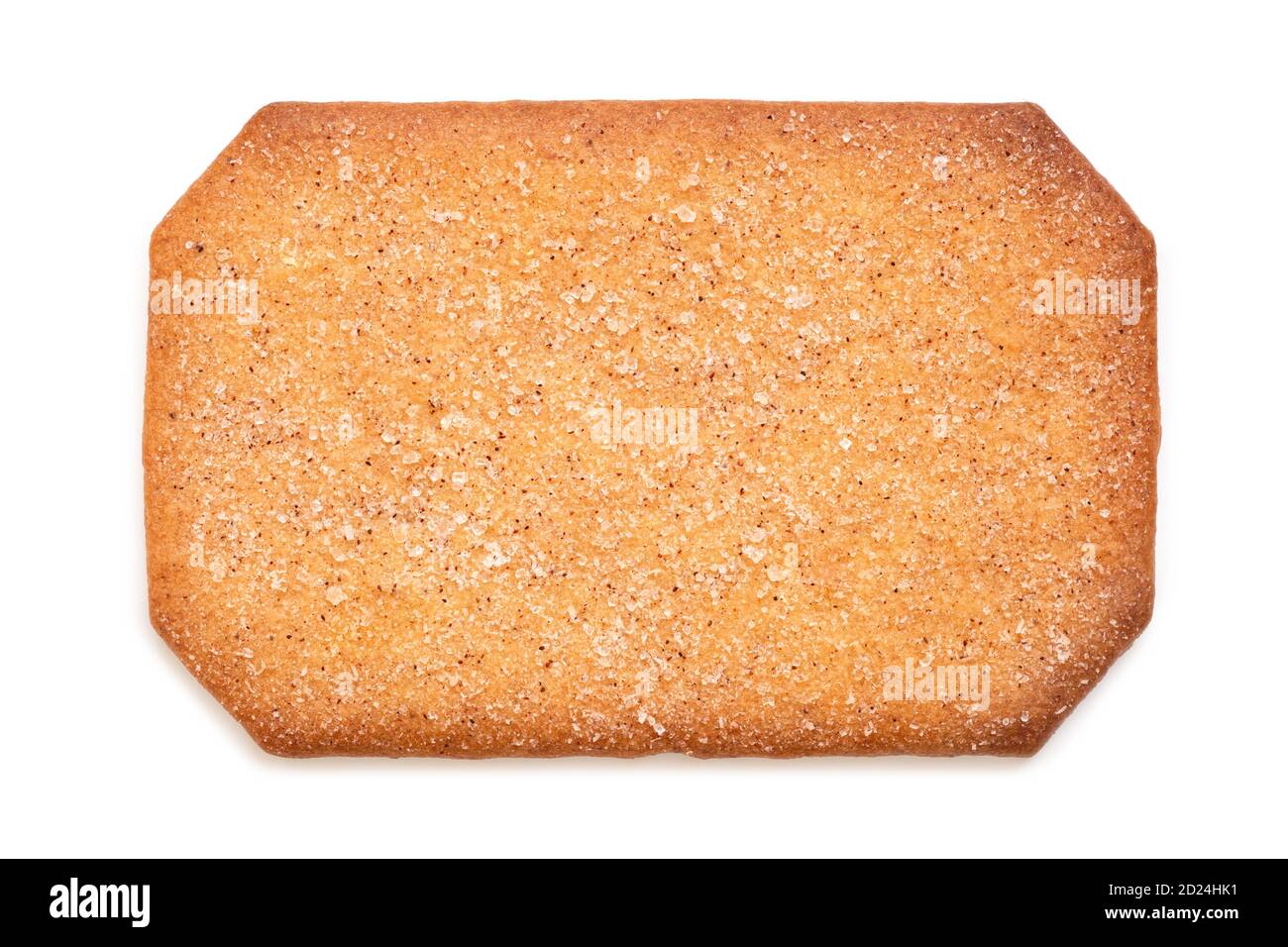 Rectangular sugar coated cinnamon biscuit isolated on white. Top view ...