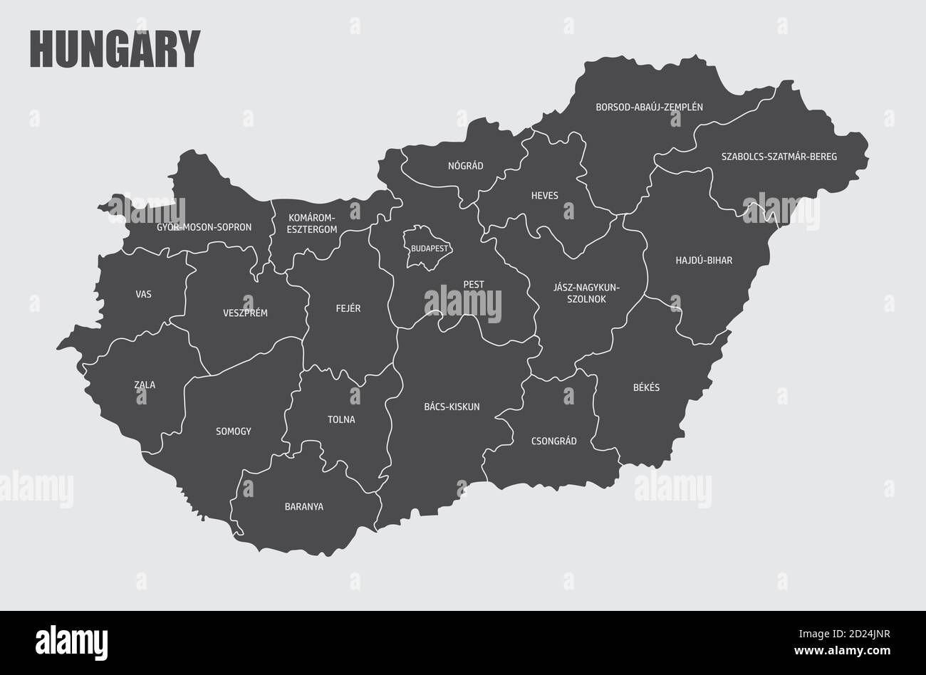 Hungary counties map Stock Vector Image & Art - Alamy