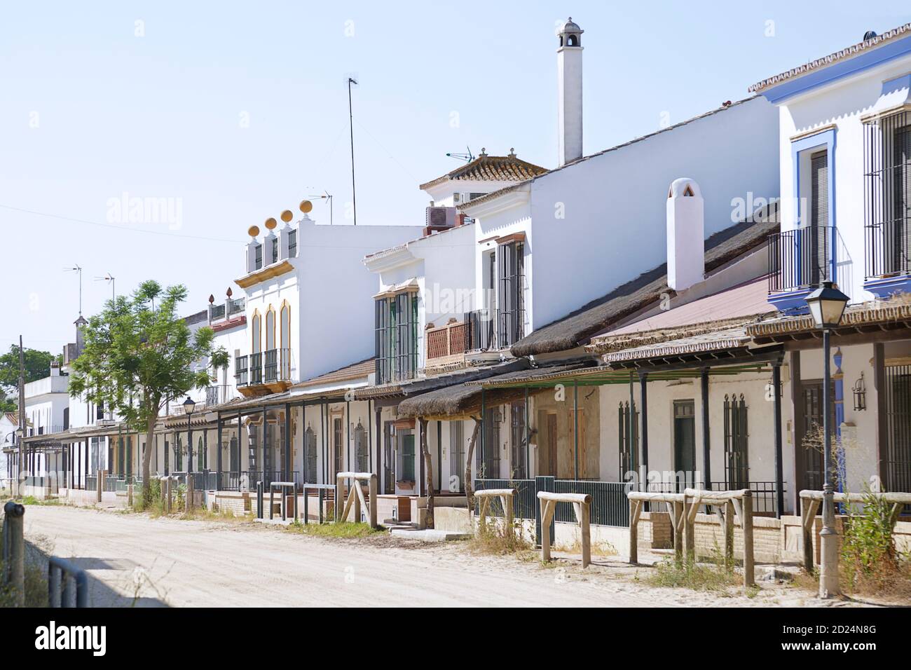 Typical sandy street in El Rocio, Huelva, Spain Stock Photo - Alamy
