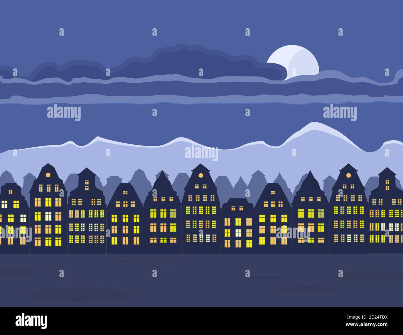 Evening view on downtown Stock Vector Images - Alamy