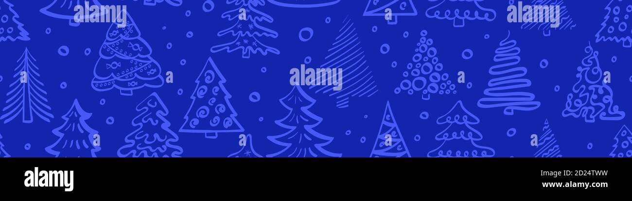 Christmas tree seamless horizontal border. Vector illustration Stock ...