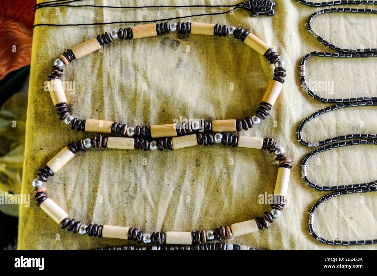 Handmade necklaces made from Bambo on sale in Fiji in the South Pacific ...