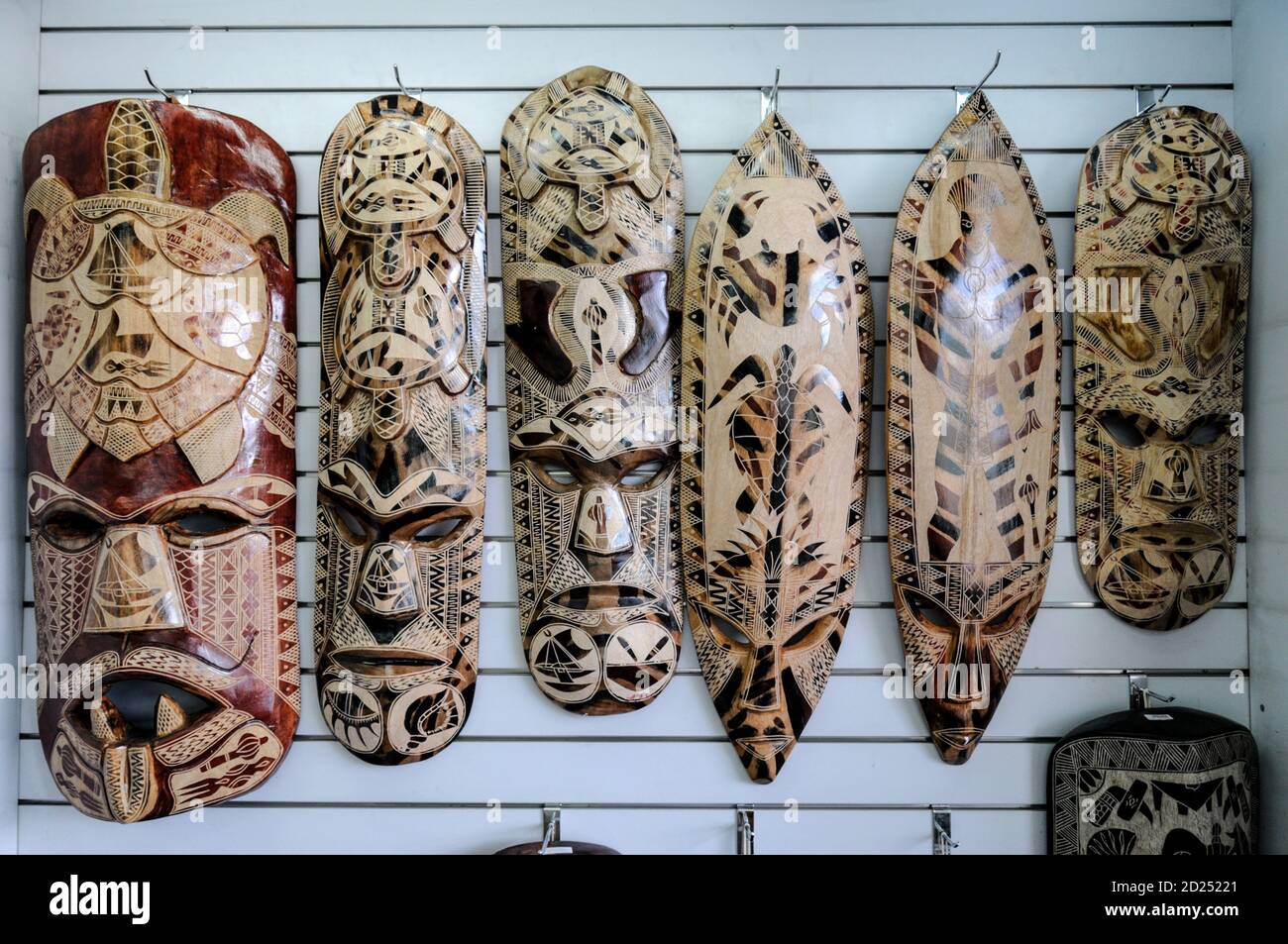 Fijian face masks on sale in an Arts & Crafts shop in Fiji in the South ...