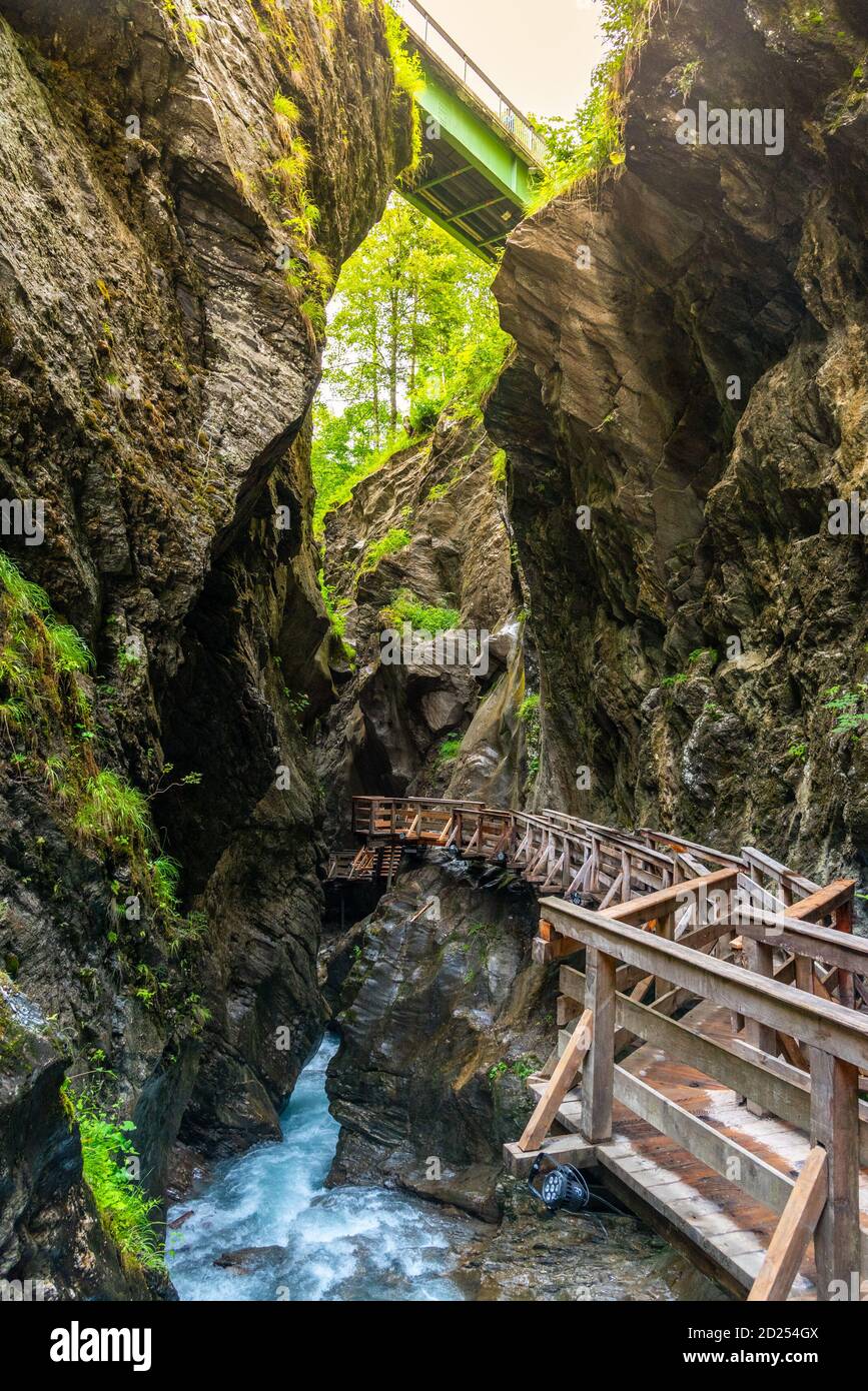 Sigmund Thun Gorge. Cascade valley of wild Kapruner Ache near Kaprun ...