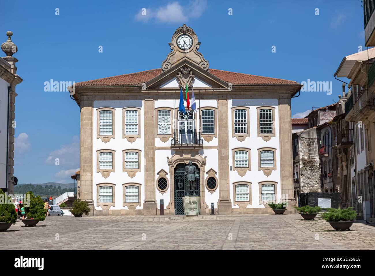 Chaves / Portugal - 08 01 2020: Front facade view at the Chaves council ...