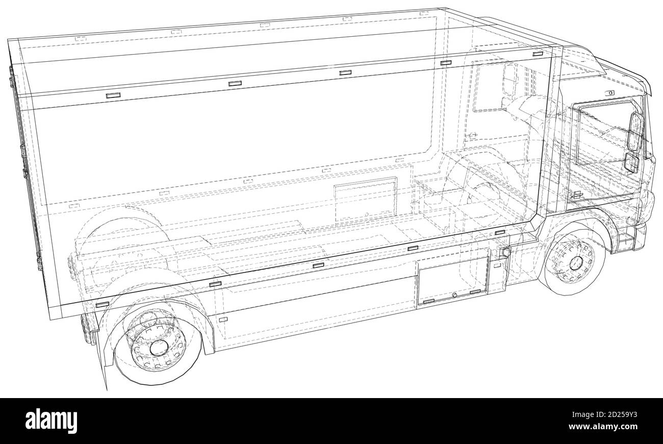 Commercial van truck. Vector Illustration of freight truck. The layers ...