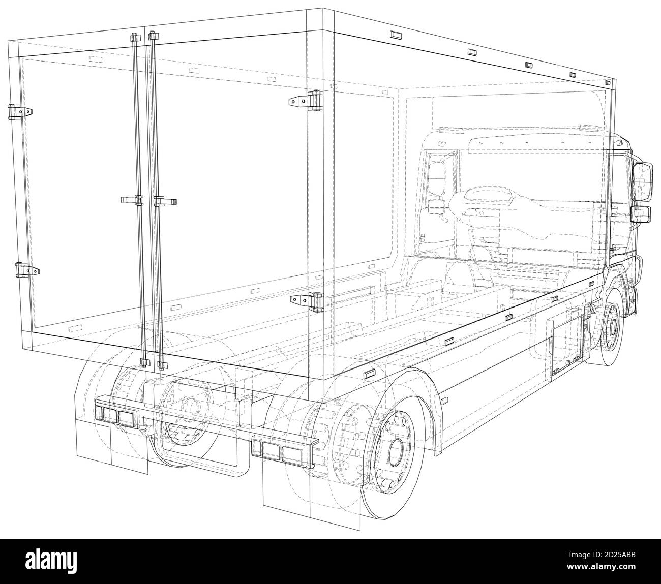 Commercial cargo van vector. Isolated Wire-frame Truck freight. Wire ...
