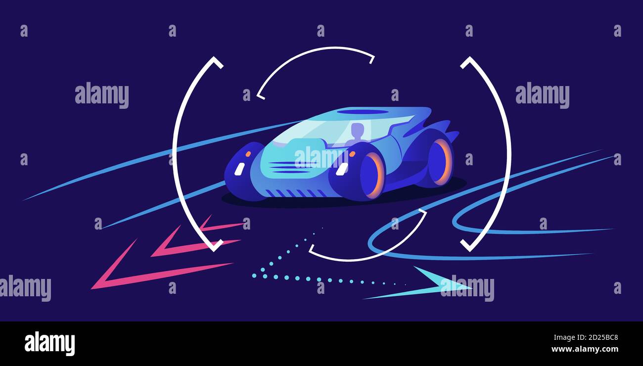 Automobile navigation flat color vector illustration. Smart driver ...