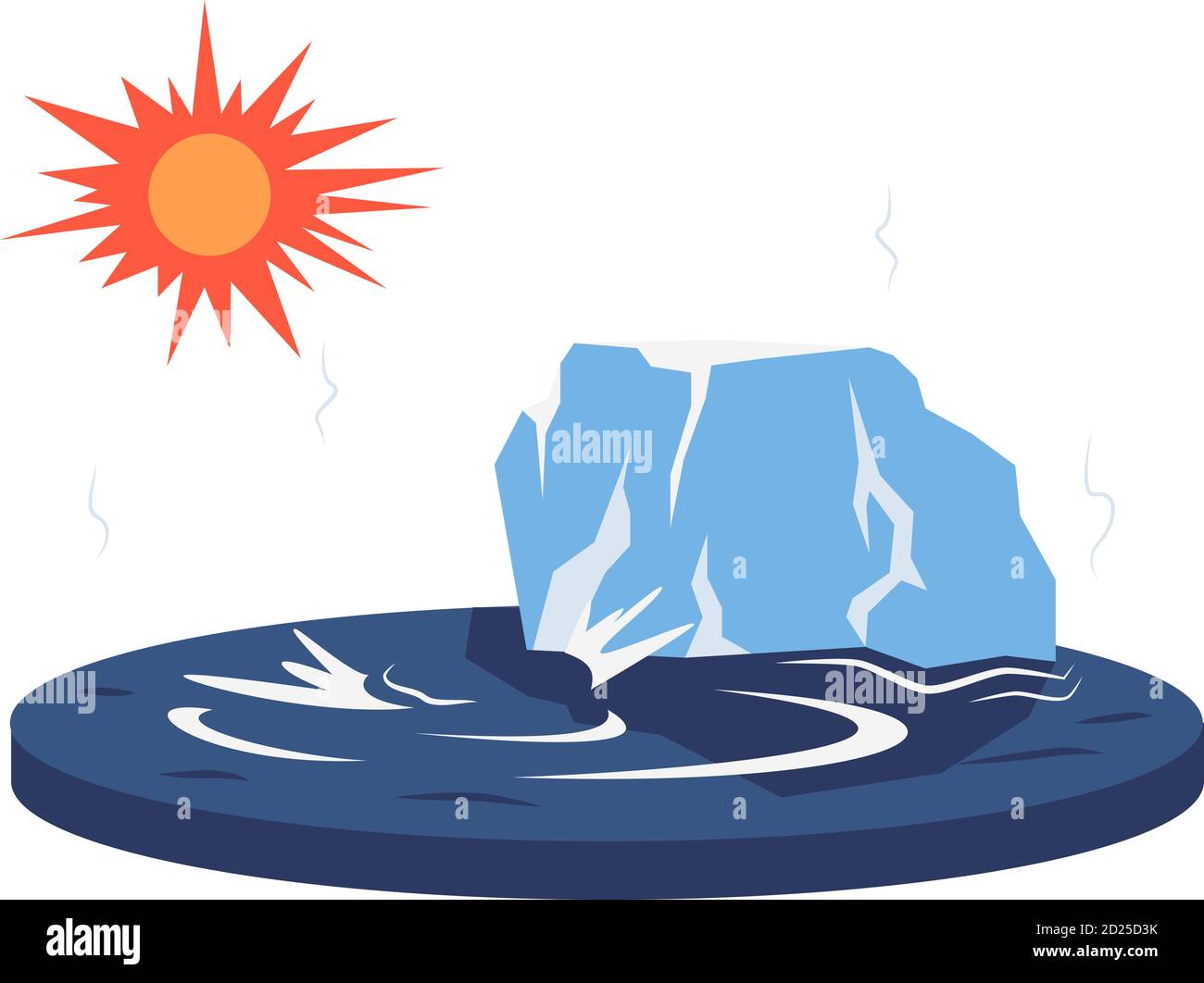 Melting glacier cartoon vector illustration. Global warming impact ...