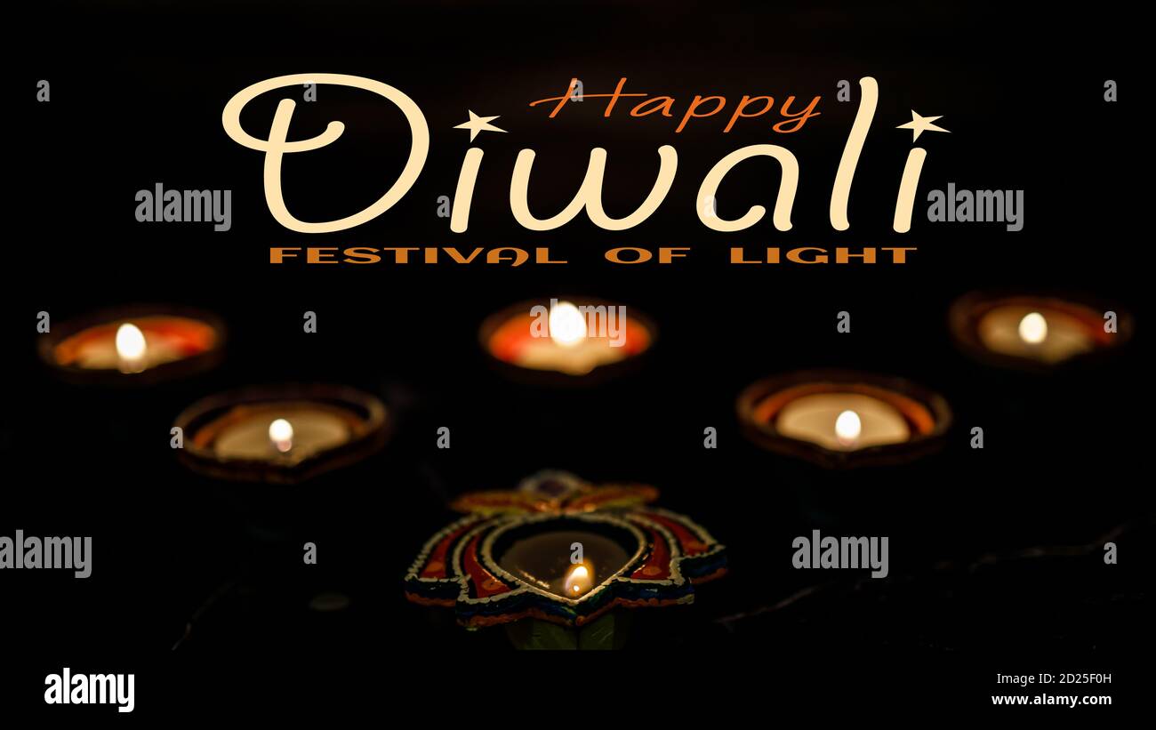 Happy Diwali - Clay Diya lamps lit during Dipavali, Hindu festival of ...