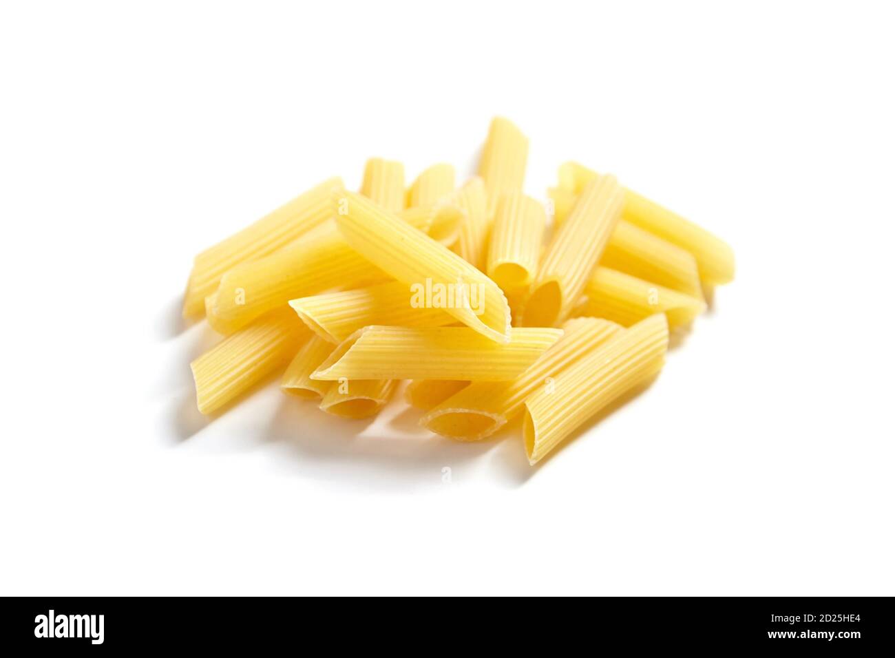 Uncooked penne rigate italian pasta, isolated on white background Stock ...