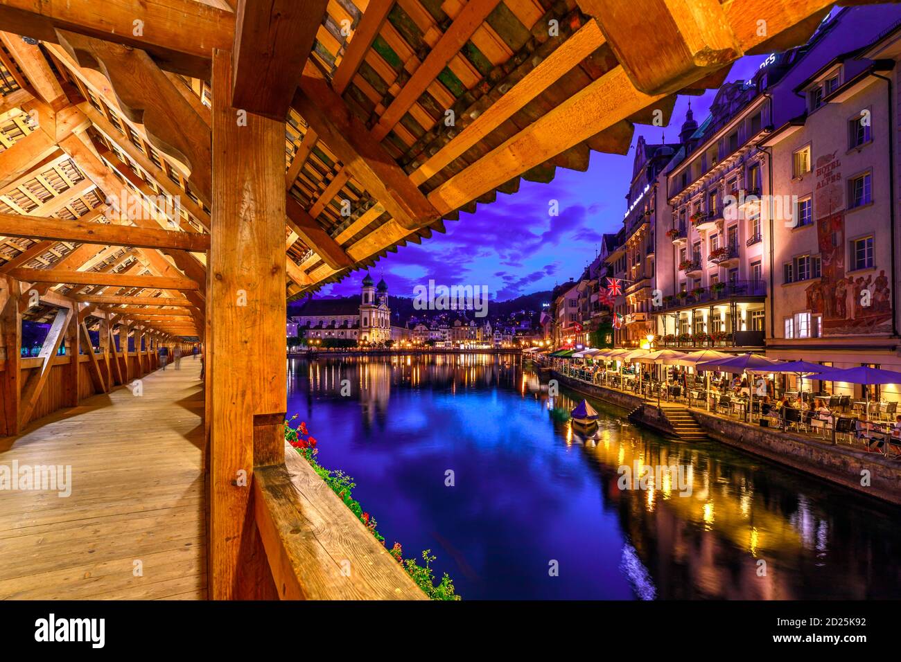 Chexbres, Switzerland - Aug 12, 2020: Amazing nightlife of Lucerne at ...