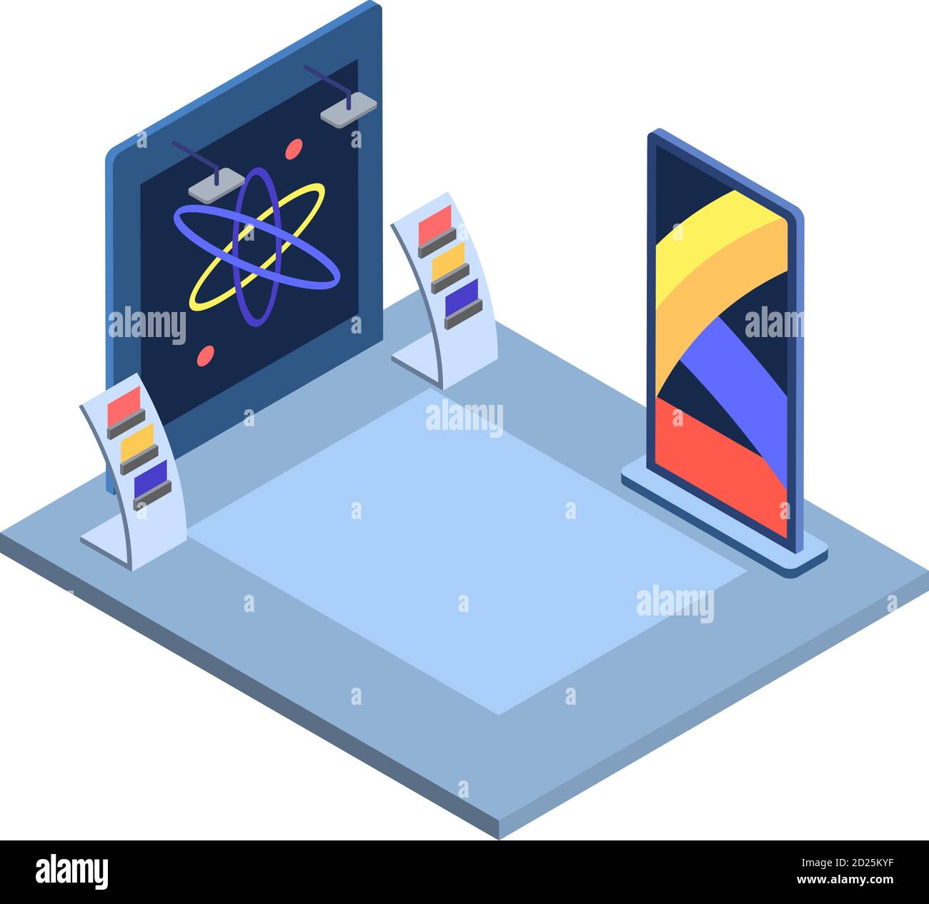 Scientific museum isometric vector illustration. Science fair area ...