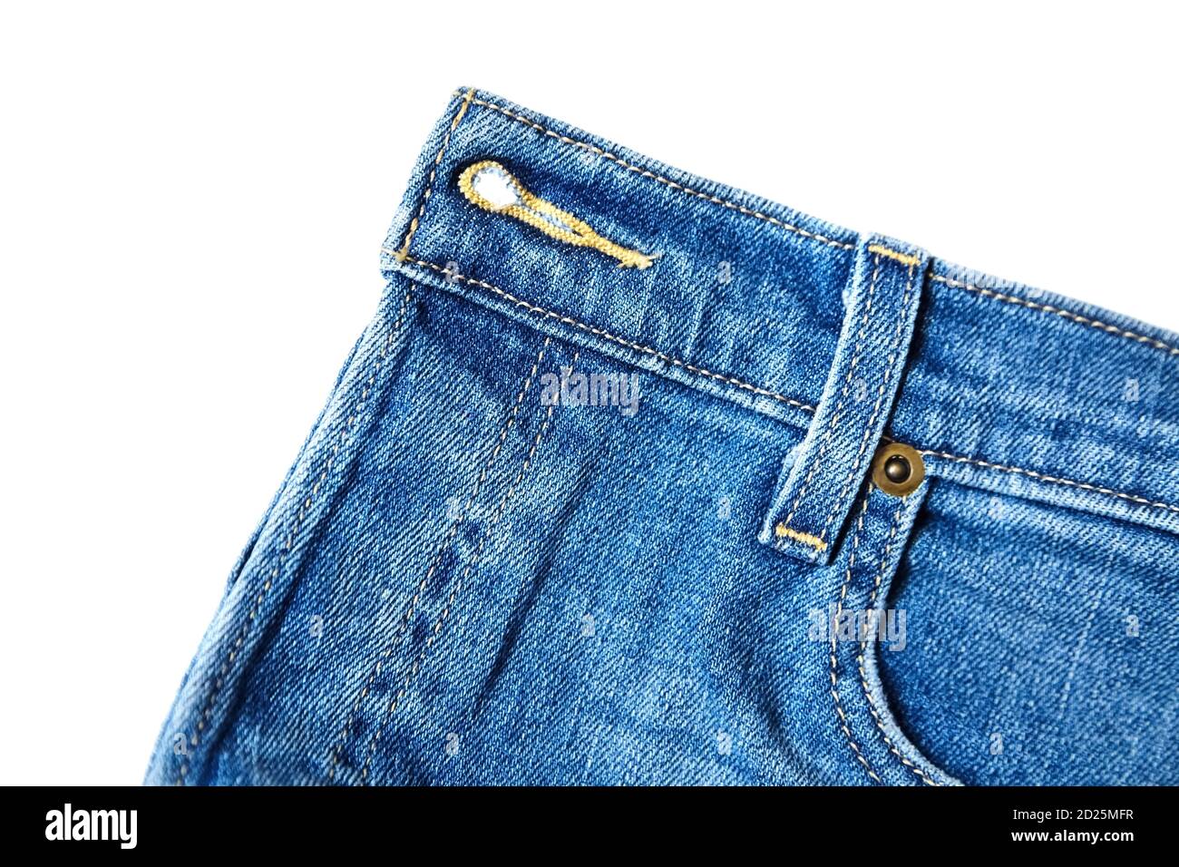 Blue jeans, texture. Isolated on white background. Pocket and metal ...