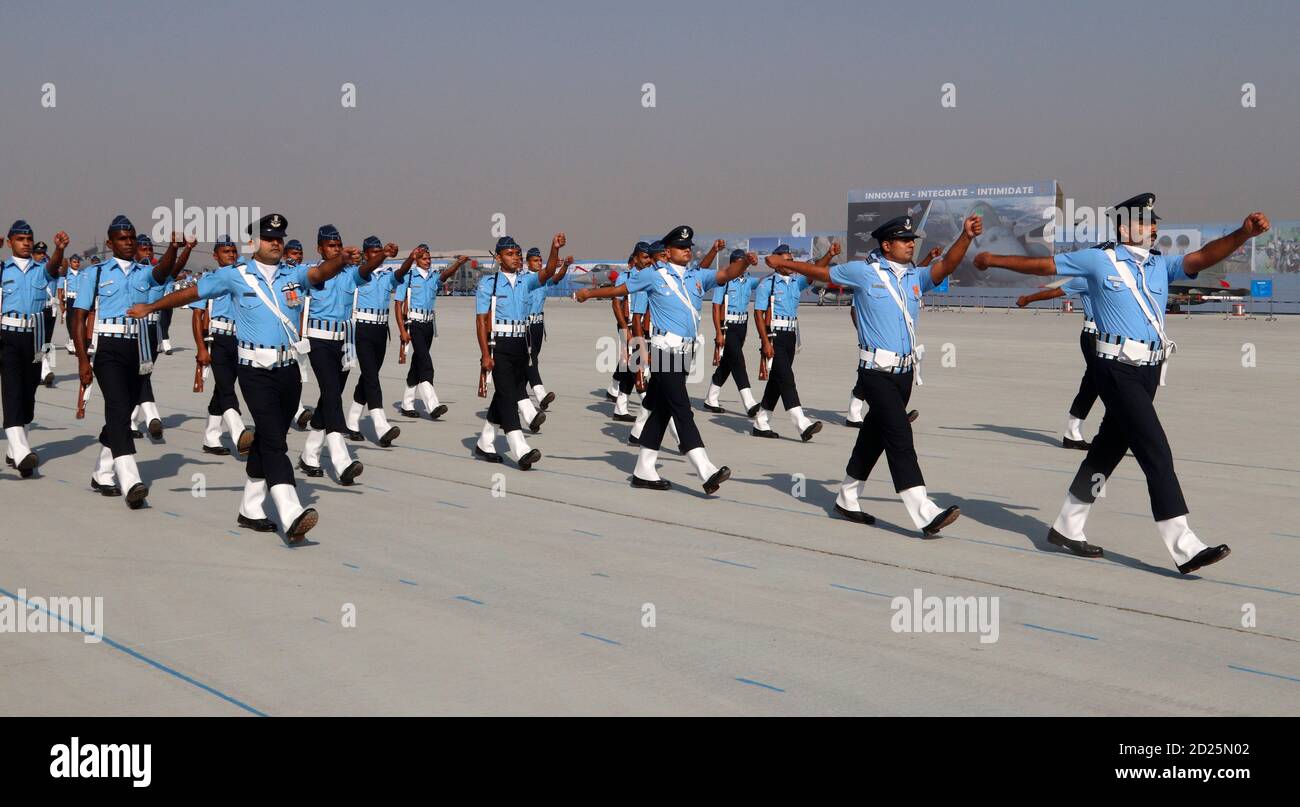 Delhi, India. 06th Oct, 2020. Indian Air Force (IAF) personnel marching ...