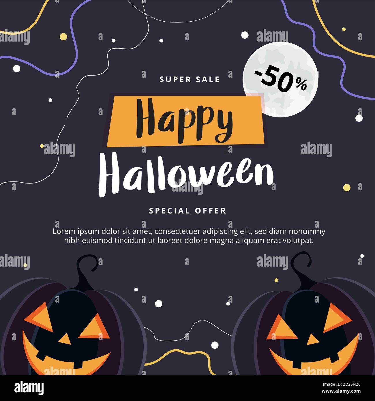 Halloween sale banner template with pumpkins and lettering. Vector ...