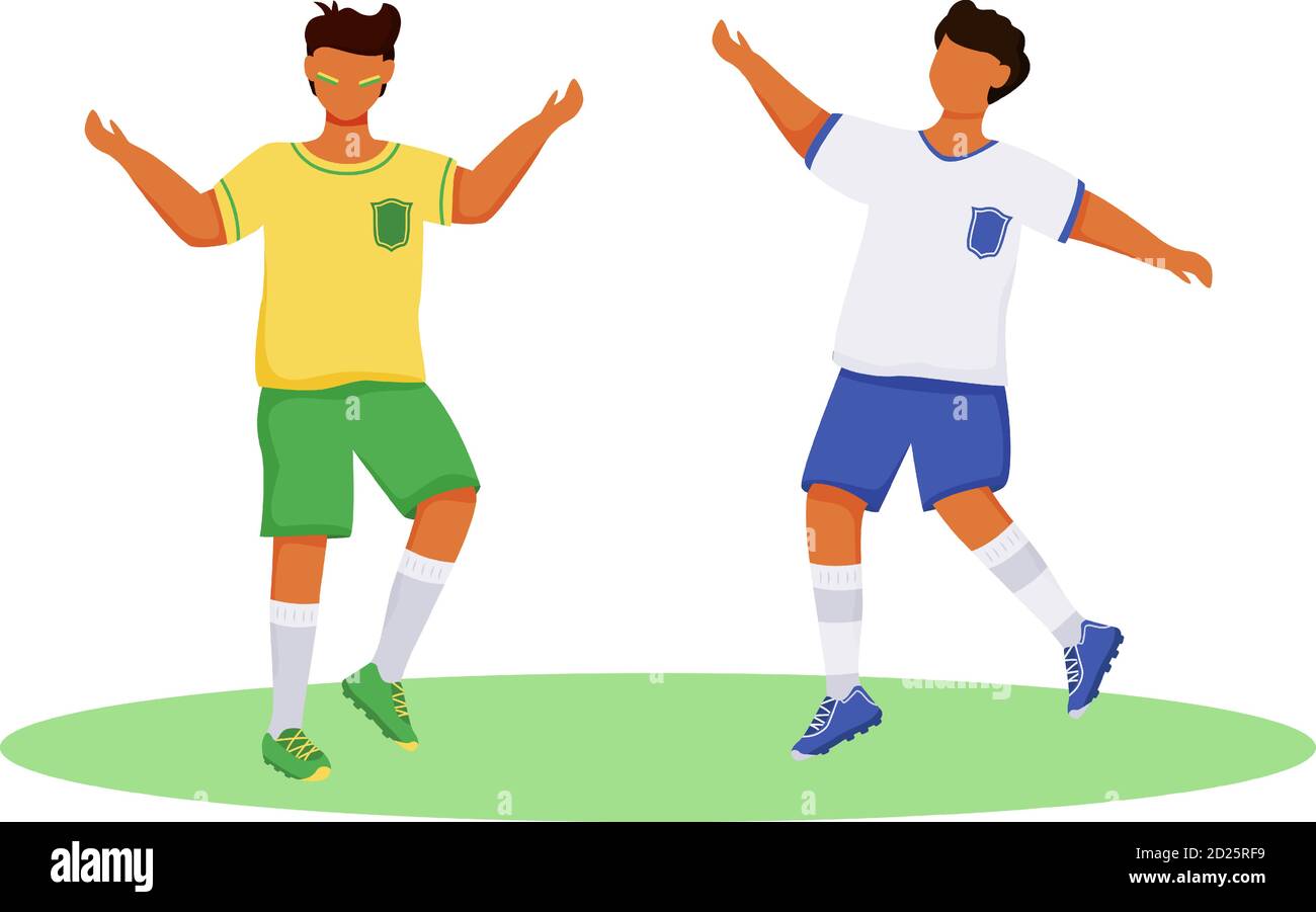 Latino boys in sportswear flat color vector faceless characters ...
