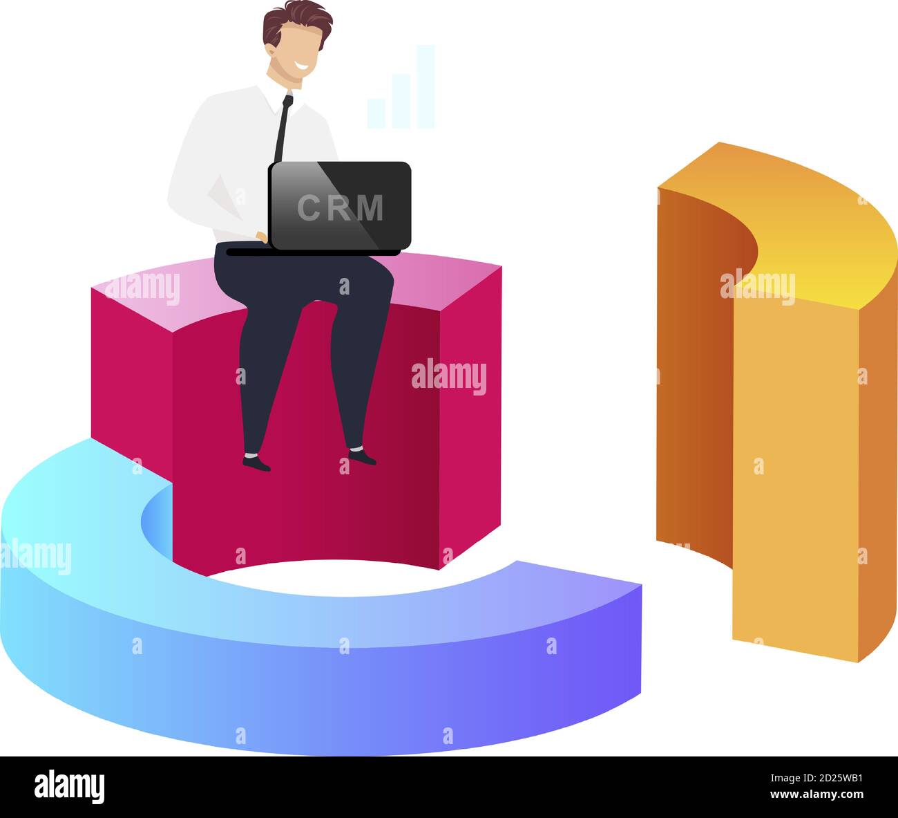 Improved analytical data flat concept vector illustration. Smiling man ...