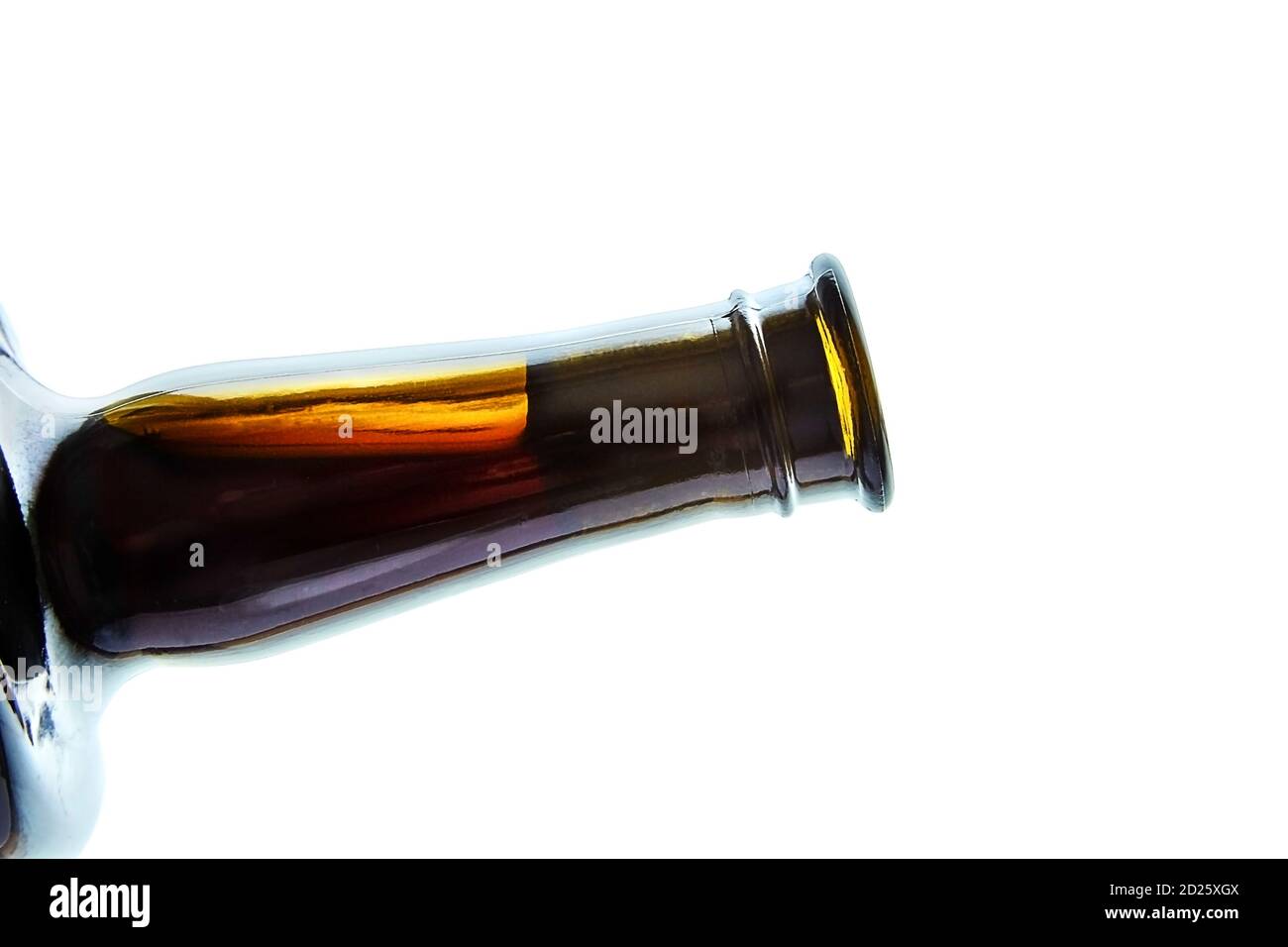 corked glass bottle of red wine at the lumen, side view, isolated on ...