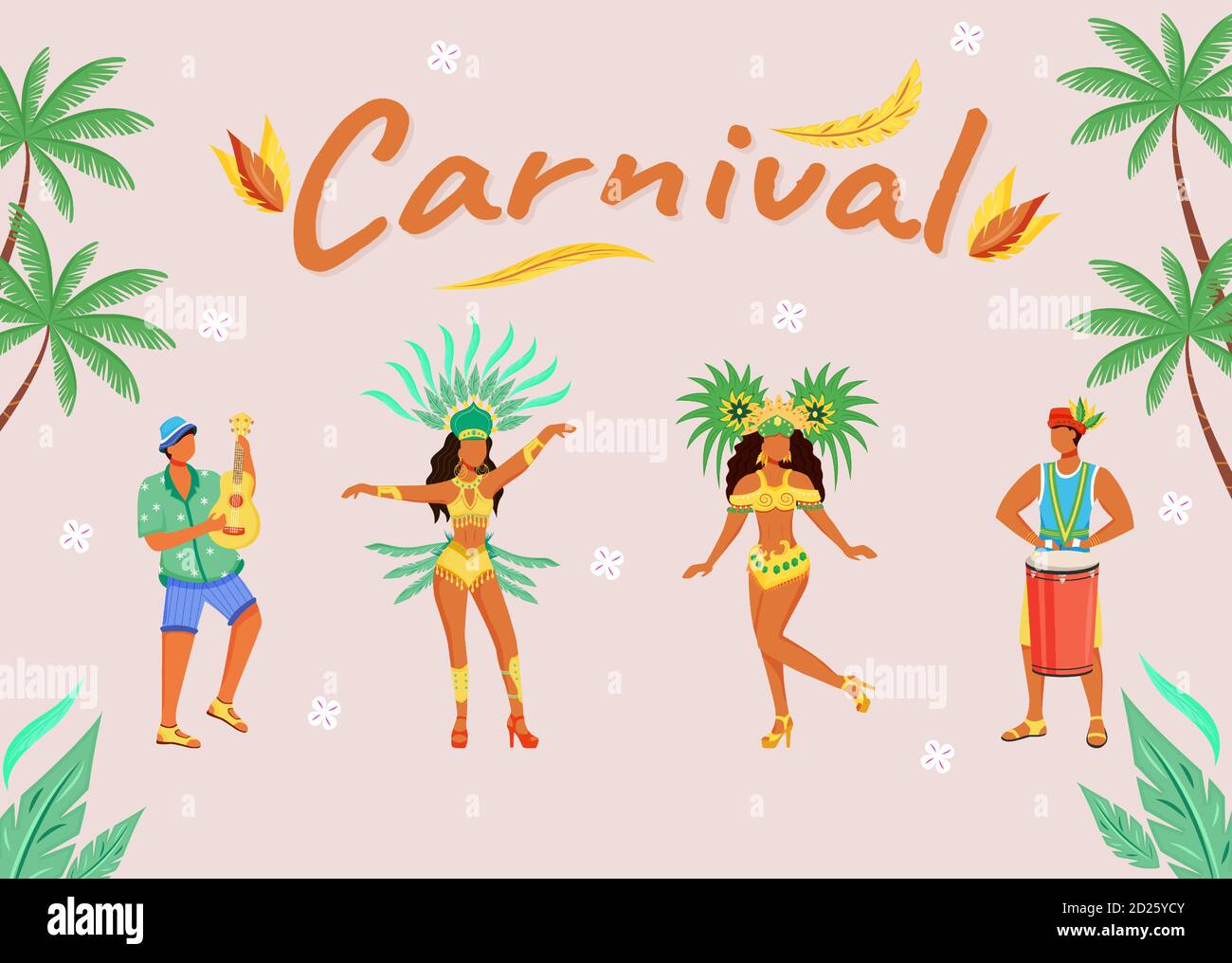 Carnival banner flat vector template. Horizontal poster with concepts ...