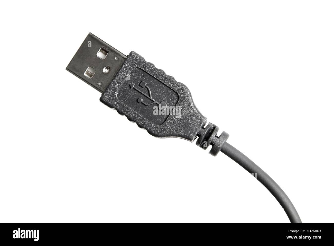 black usb cable isolated on white background Stock Photo - Alamy