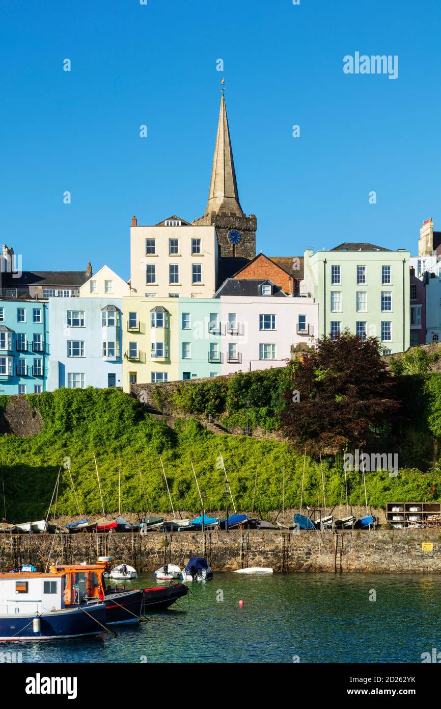 The historic resort town of Tenby on Carmarthen Bay in the Bristol ...