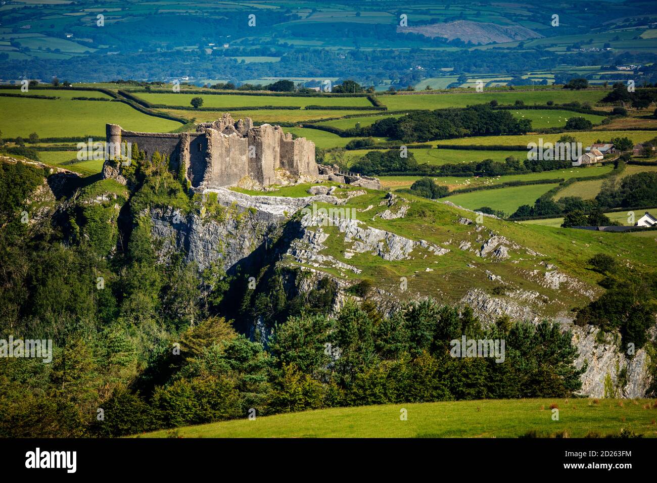 Carreg Cennen hilltop medieval castle, Llandeilo, Brecon Beacons, Wales ...