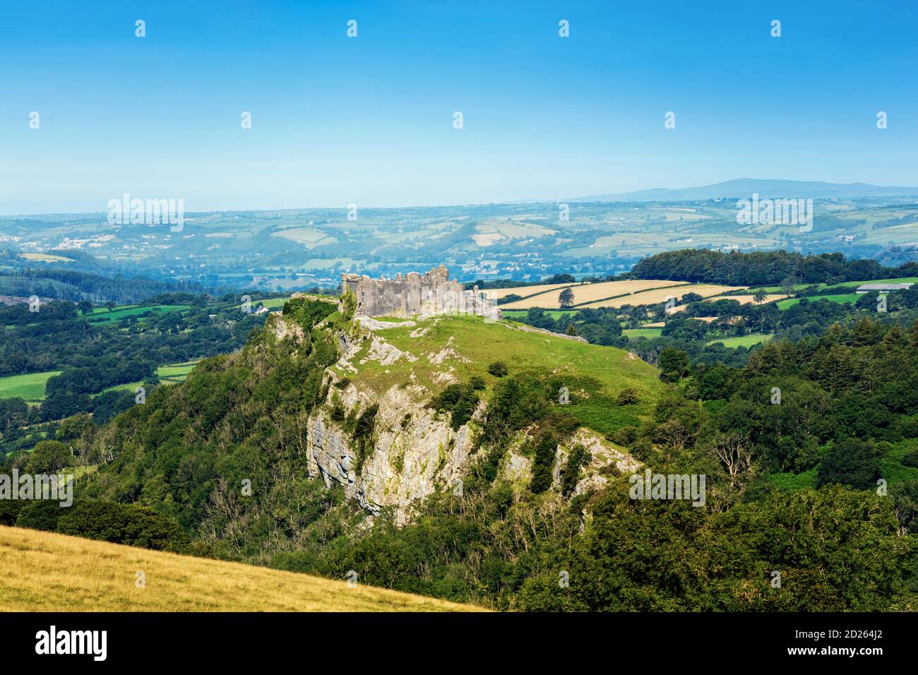 Carreg Cennen hilltop medieval castle, Llandeilo, Brecon Beacons, Wales ...