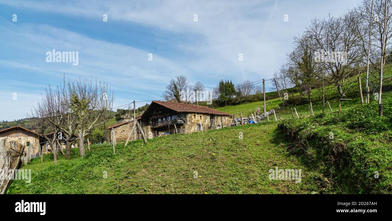Baserri, traditional basque house in Orozko, Biscay, Basque Country ...