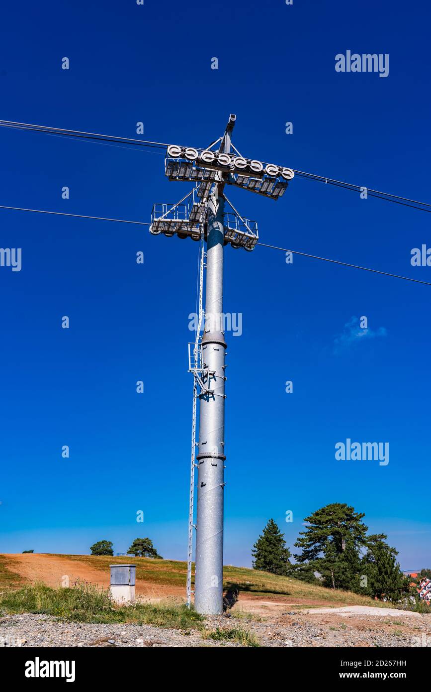 Ski chairlift at Tornik on Zlatibor mountain in Serbia at summer Stock ...