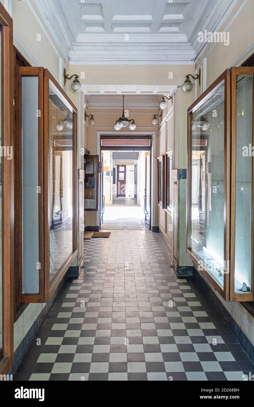 Long Passage Corridor in Building With Tiles Stock Photo - Alamy