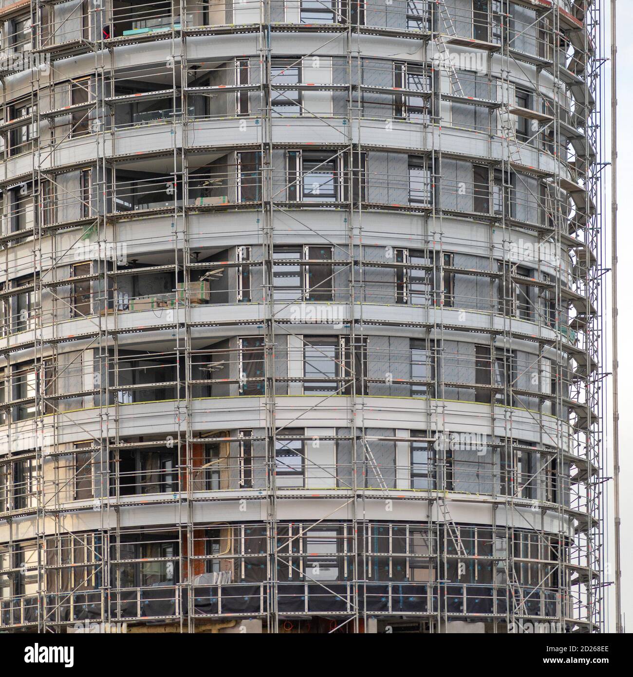 Scaffolding at Round Skyscraper Building During Construction Stock ...