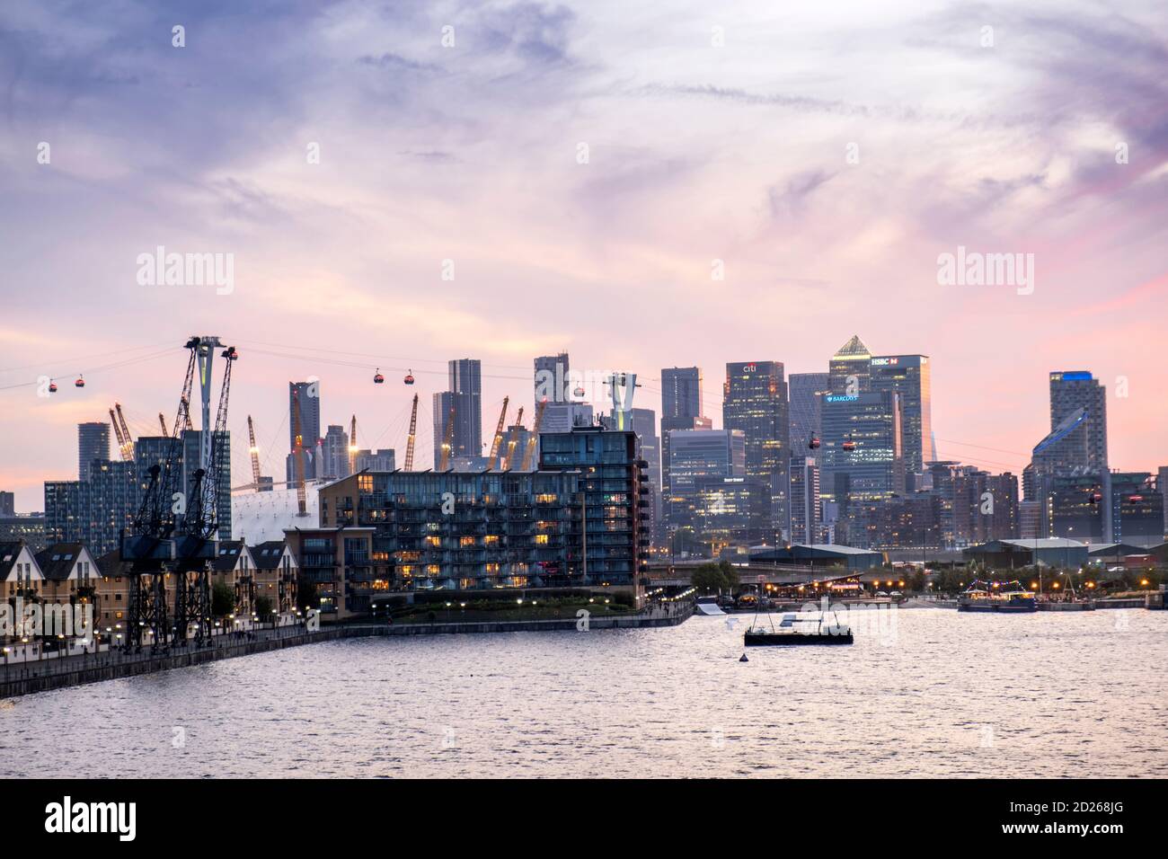 Skyline of the London Docklands Central Business District showing the ...