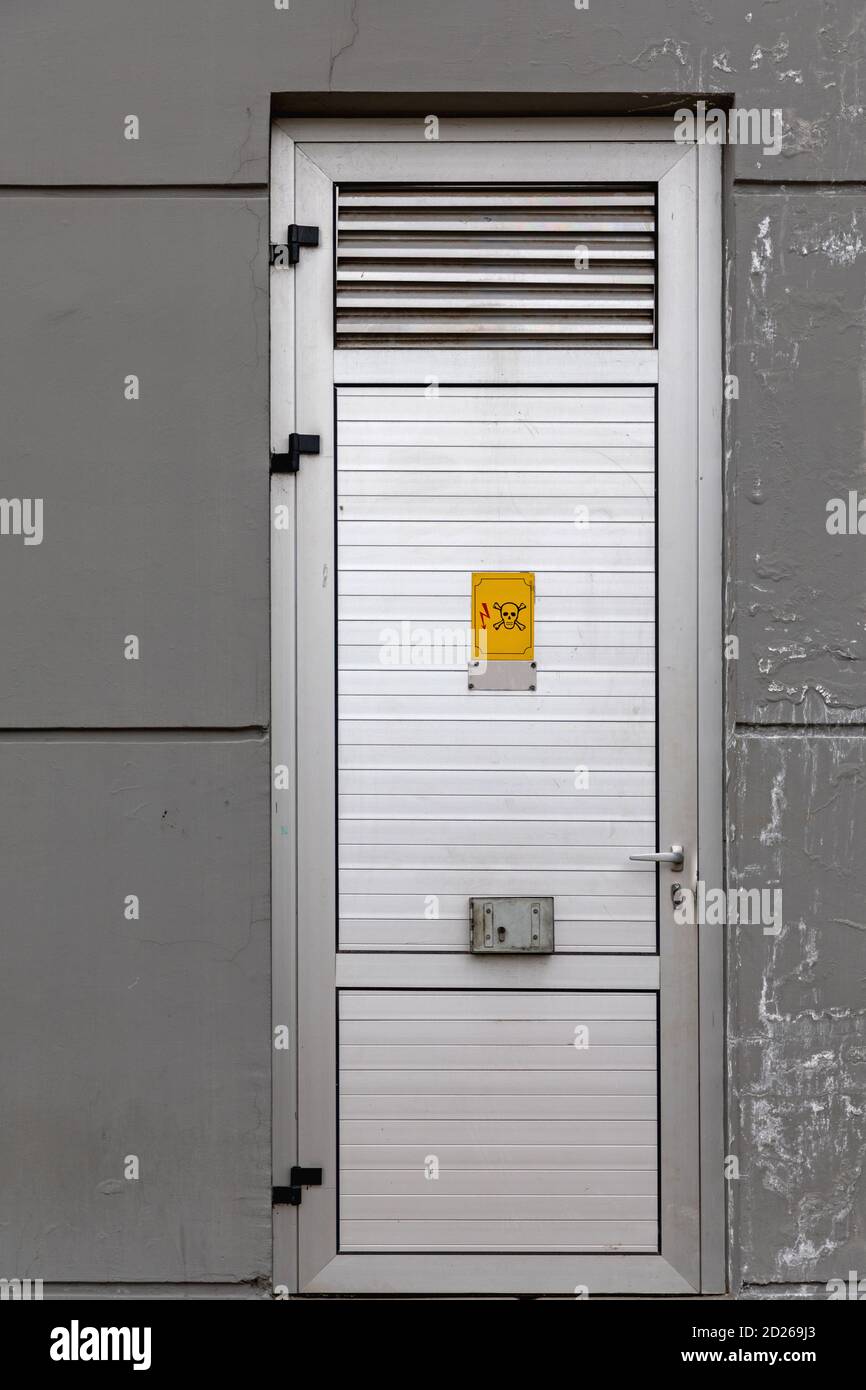 Metal Door at Utility Room Electric Power Control Stock Photo - Alamy