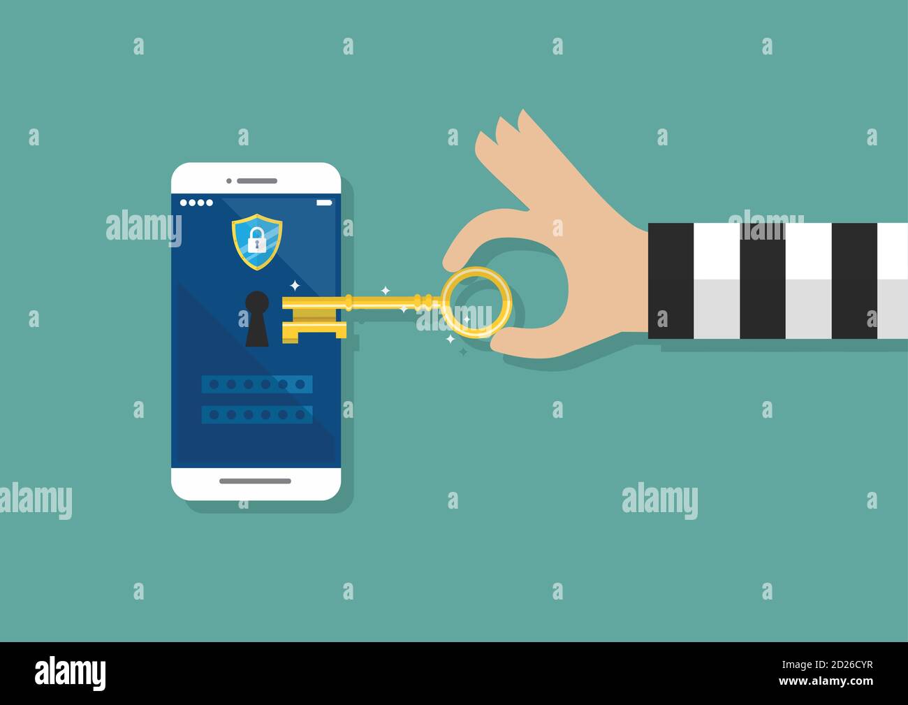 Smartphone protected by firewall guard. Vector illustration Stock ...