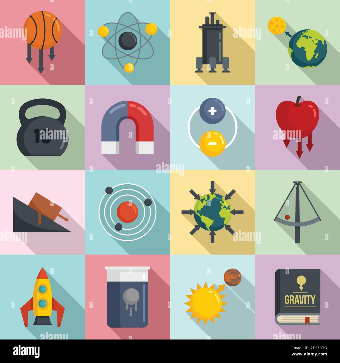 Gravity icons set. Flat set of gravity vector icons for web design ... Gravity icons set. Flat set of gravity vector icons for web design ...