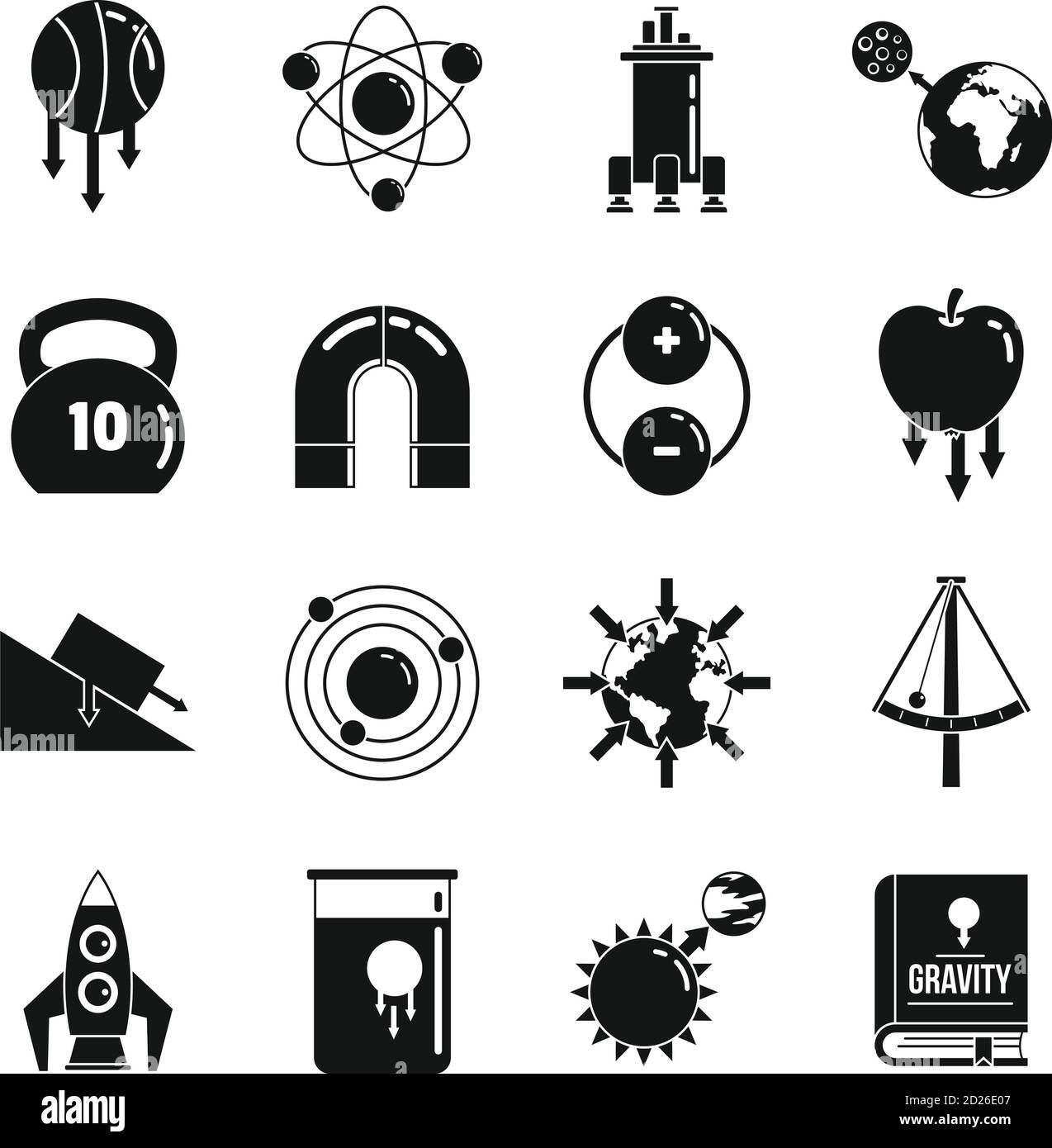 Nature gravity icons set. Simple set of nature gravity vector icons for ...