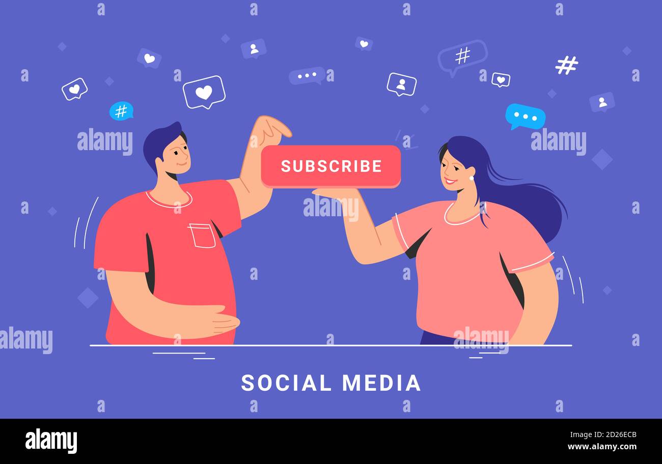 Social media addiction couple Stock Vector Images - Alamy
