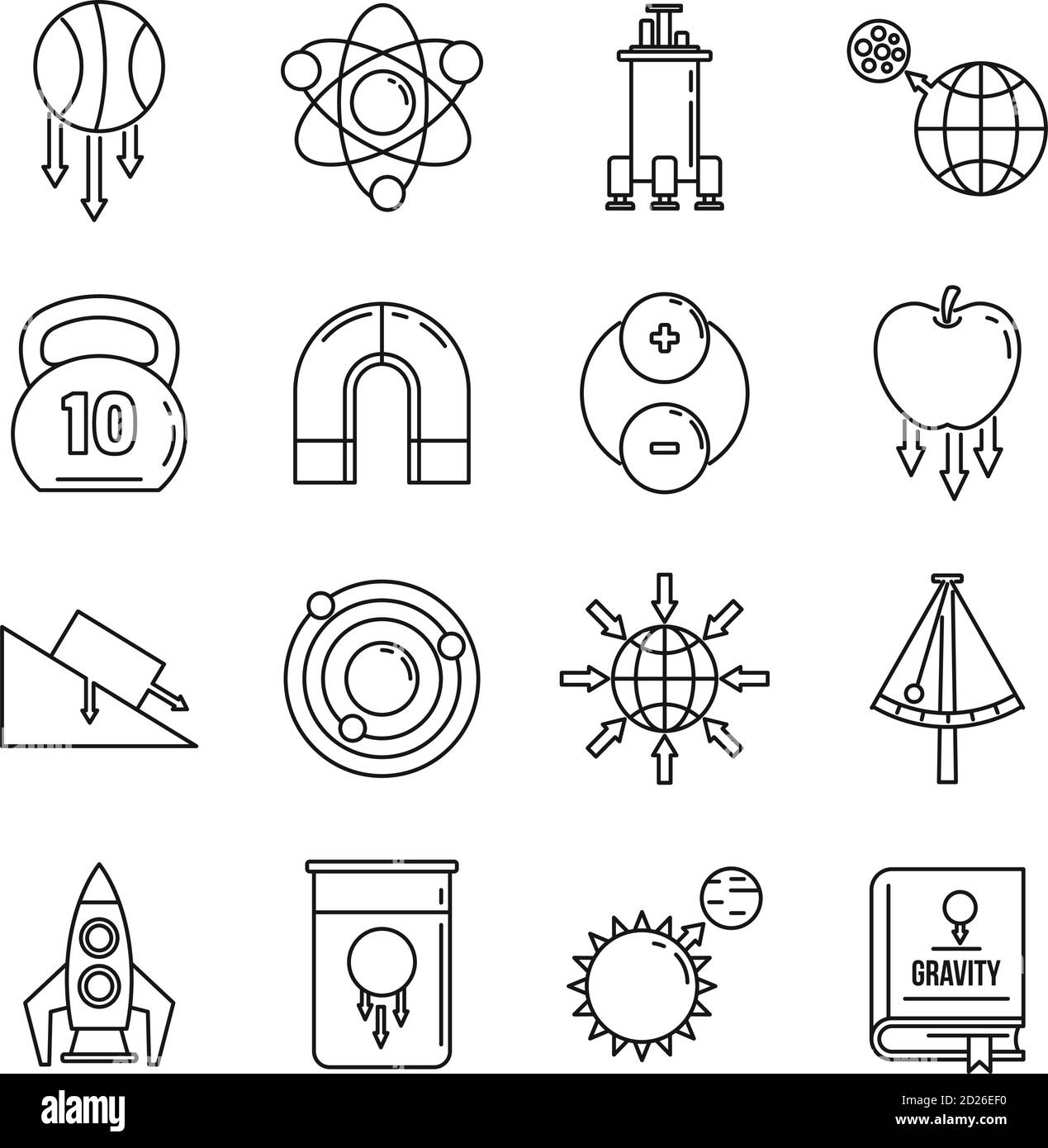 Gravity force icons set. Outline set of gravity force vector icons for ... Gravity force icons set. Outline set of gravity force vector icons for ...