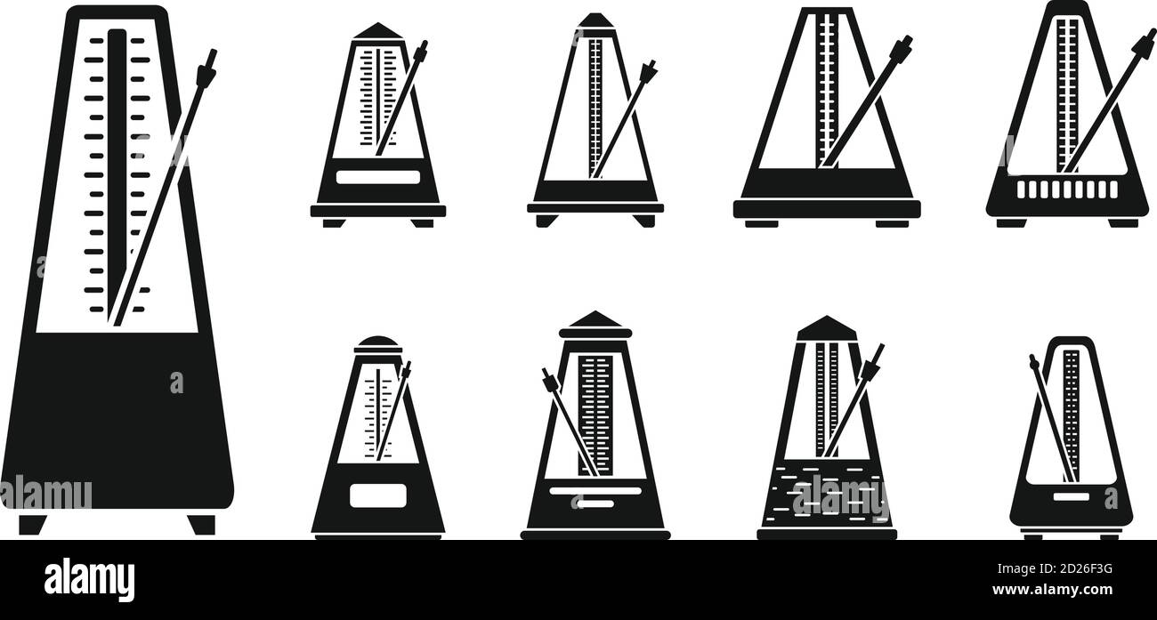 Classic metronome icons set. Simple set of classic metronome vector ...