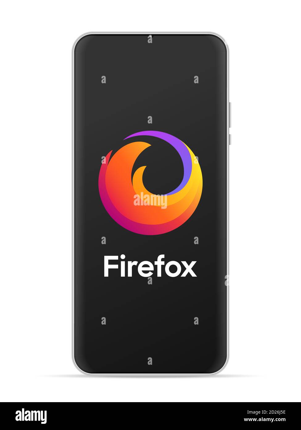 Firefox logo icon on smartphone screen. Vector illustration white ...