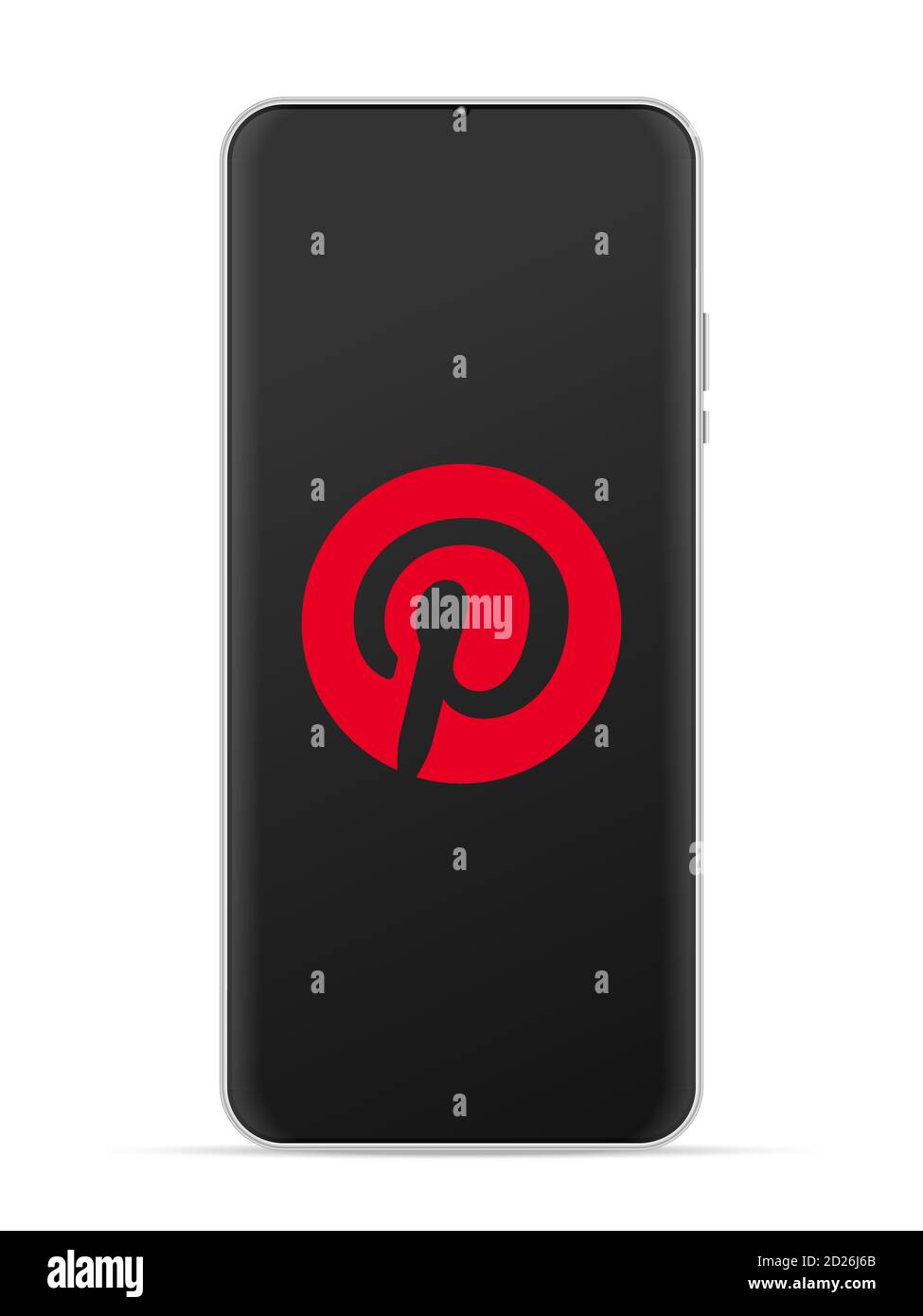 Pinterest logo icon on smartphone screen. Vector illustration white ...