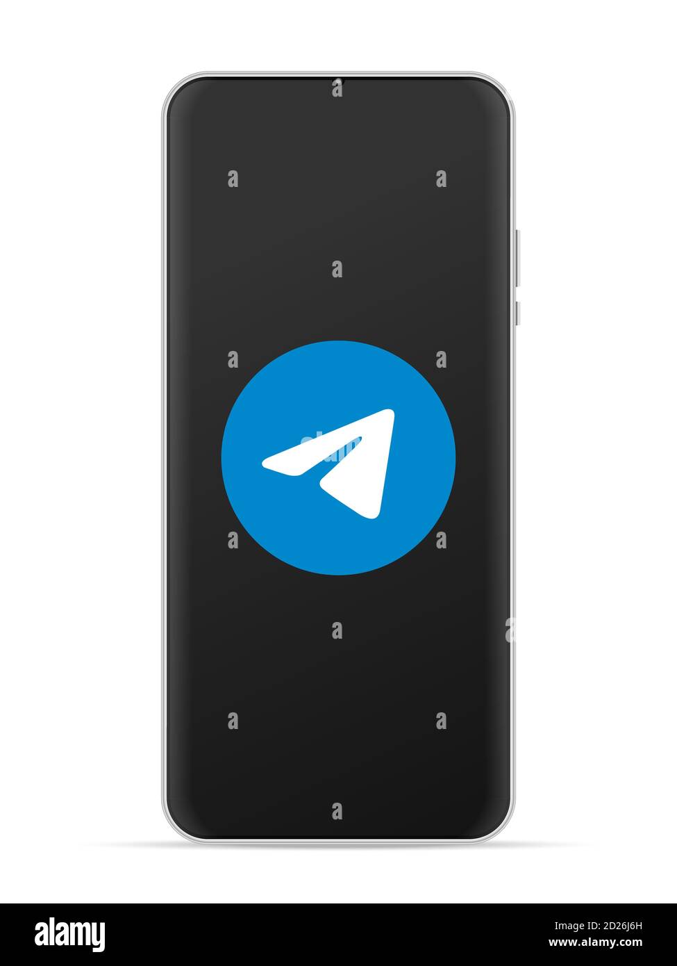 Telegram logo icon on smartphone screen. Vector illustration white ...