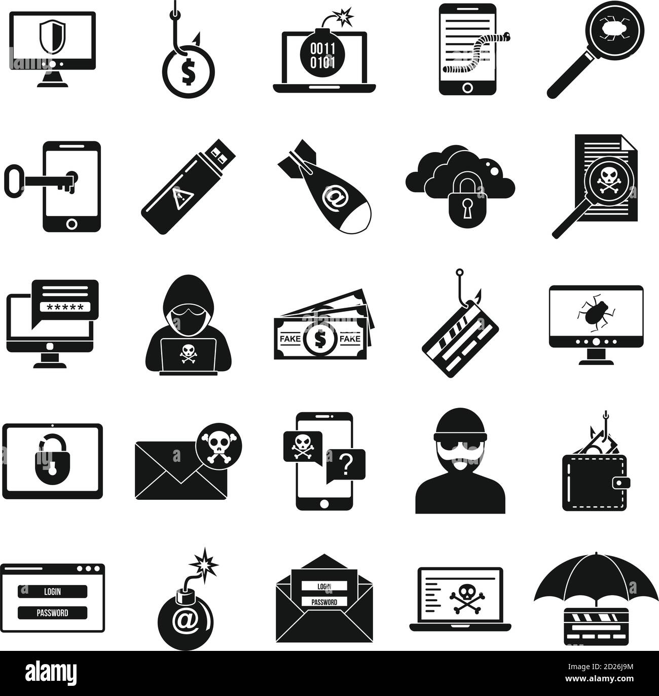 Fraud security icons set. Simple set of fraud security vector icons for ...