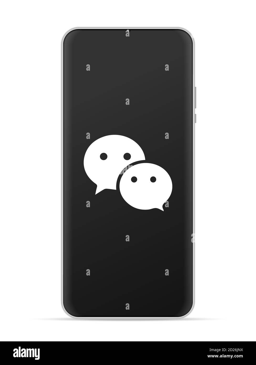 Wechat logo icon on smartphone screen. Vector illustration white ...