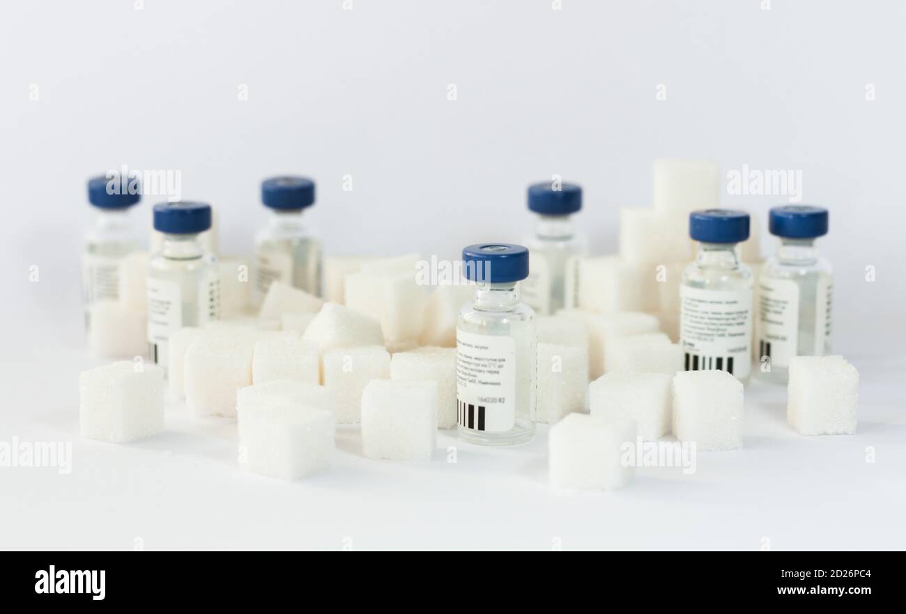 Sugar addiction, insulin resistance, unhealthy diet, sugar cubes ...