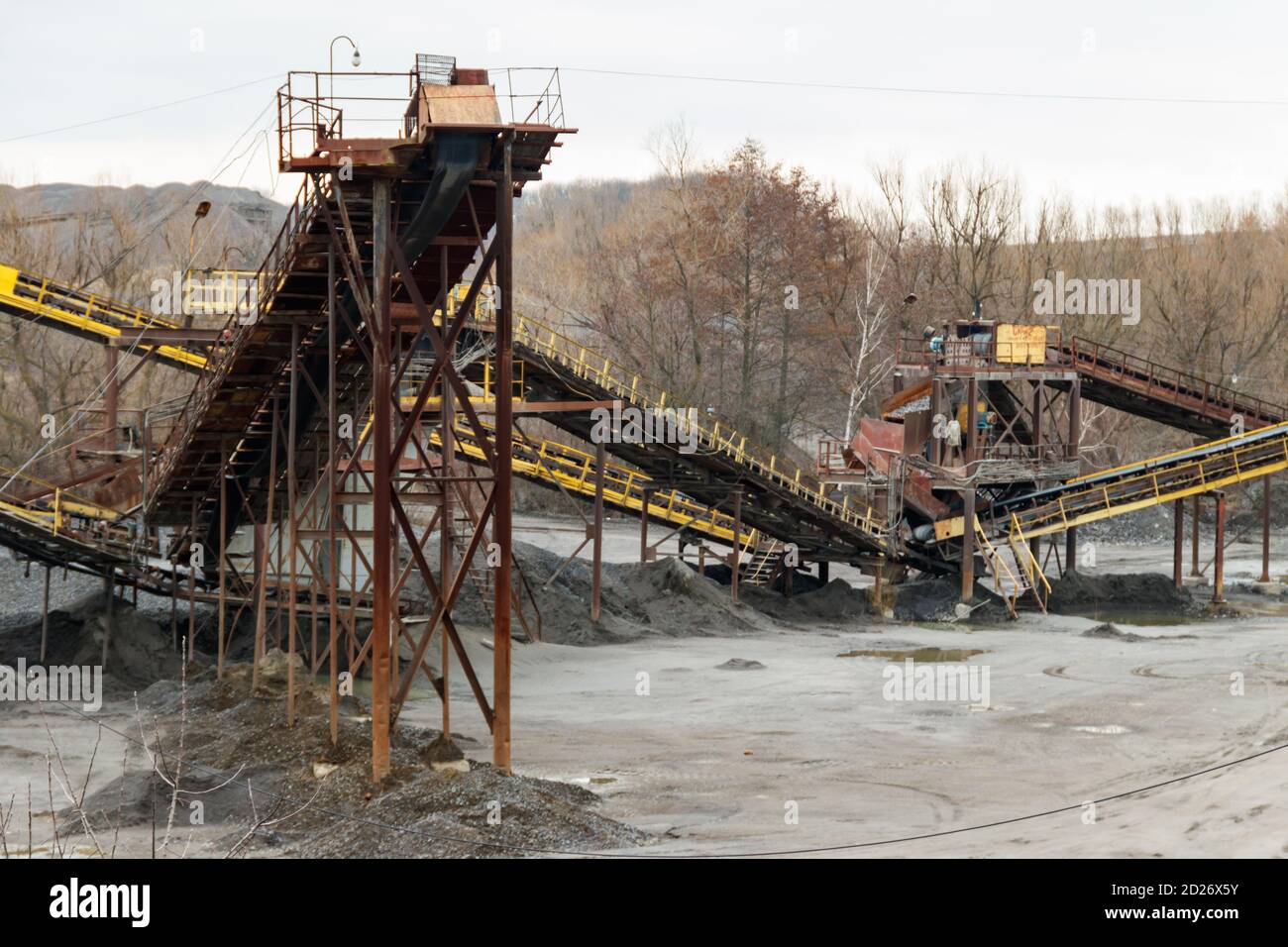 Conveyor belt in the granite quarry Stock Photo - Alamy